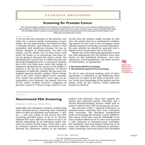 Prostate Cancer Testing and Screening | PPT