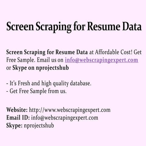 Screen Scraping for Resume Data | PPTX