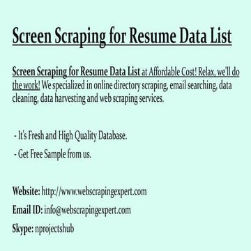Screen scraping for resume data list | PPT