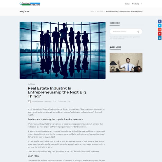 Real Estate Industry: Is Entrepreneurship the Next Big Thing? | PDF