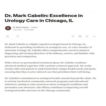 Urological Health Insights from Dr. Mark Cabelin, Urologist | PDF