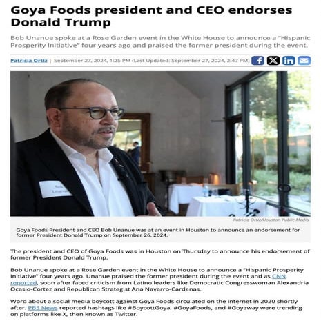 Goya Foods president and CEO endorses Donald Trump | PDF