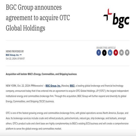BGC Group announces agreement to acquire OTC Global Holdings | PPT