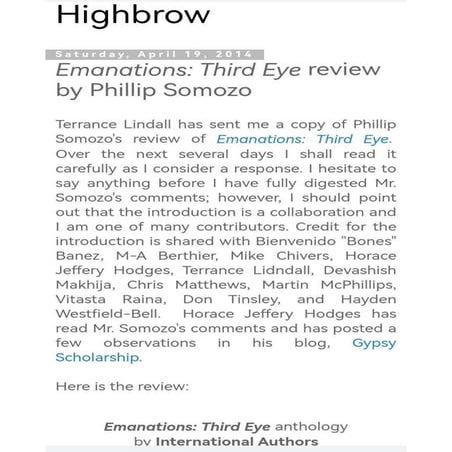 🇺🇸HIGH BROW: 💥SURREALMAGEDDON👁️Third Eye🇺🇸💥 In⚡💫 "EMANATIONS:" THIRD ...