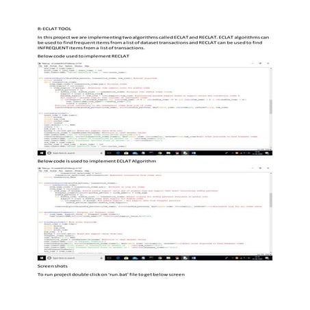 R-ECLAT TOOL Screenshots | PDF