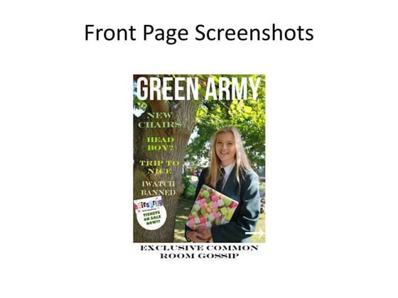 Screenshots of front page | PPTX