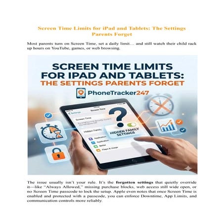 Screen Time Limits for iPad and Tablets: The Settings Parents Forget | PDF