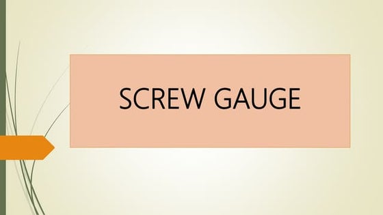 Micrometer screw gauge | PPT