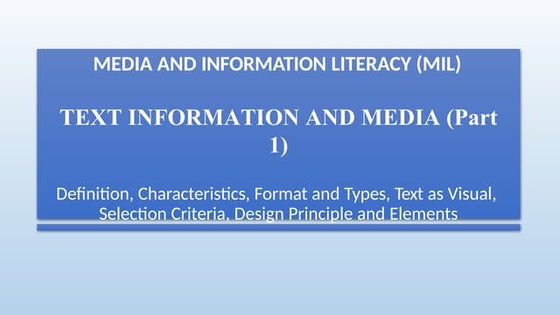 text in multimedia | PPTX | Web Design and HTML | Internet
