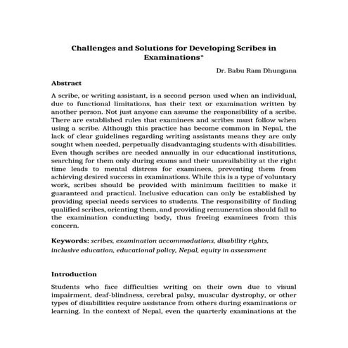 Challenges and Solutions for Developing Scribes in Examinations | DOCX