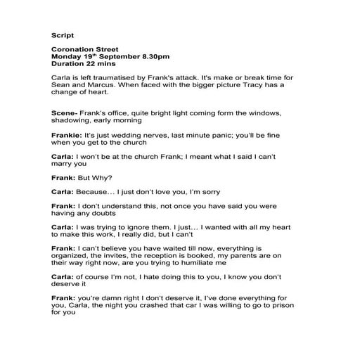 Script For Final Product | DOC