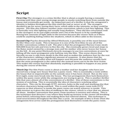 Conventions of a Thriller Film Script | DOCX