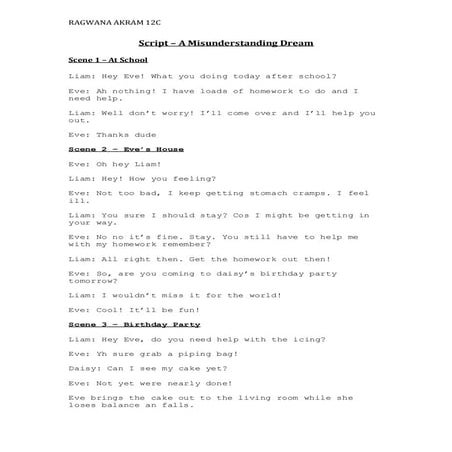 A Misunderstanding Dream Script - 4018 | DOCX