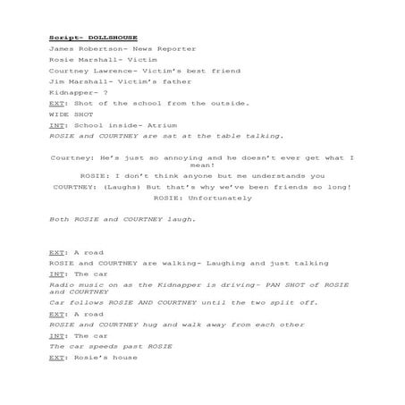 Script for DollsHouse | PDF