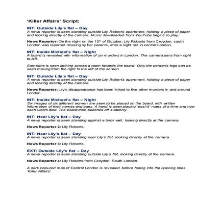 'Killer Affairs' Script | PDF