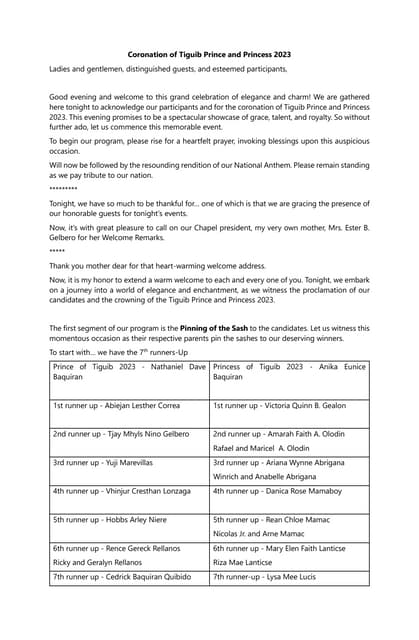 INTRAMURALS 2024-2025 EMCEE SCRIPT OPENING | DOCX