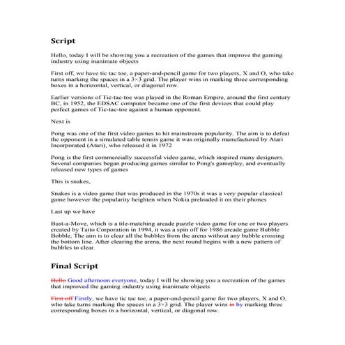Script (1) | DOC | Video Game Genres | Video Gaming