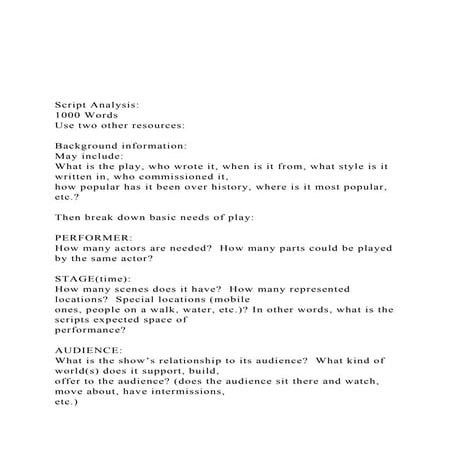 Script Analysis 1000 Words Use two other resources.docx