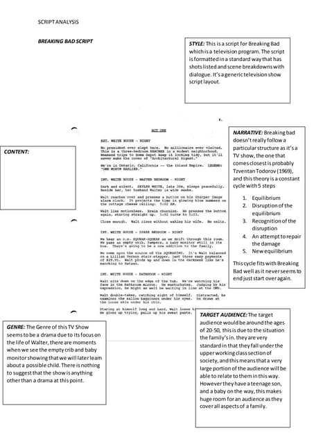 Script analysis breaking bad tv | PDF
