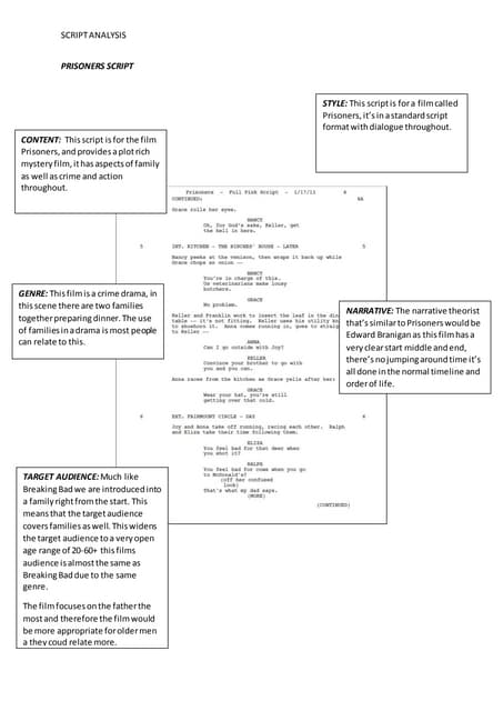 Script analysis prisoners film | PDF