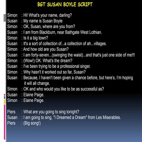 Script BGT Susan Boyle sigma mewing skibidi | PPTX