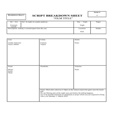 Script breakdown sheet- Newsroom | DOC