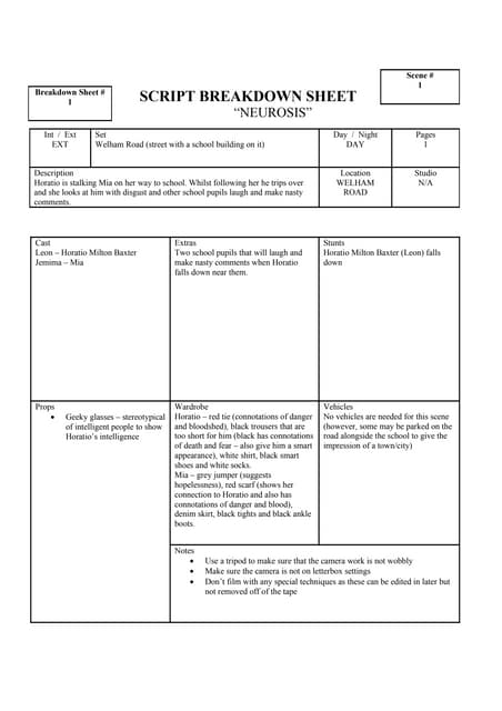 Script Breakdown Sheet8 | PDF