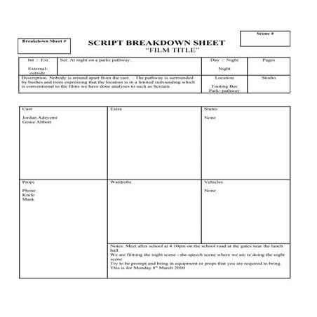 Schedule plannning - night scene | DOC