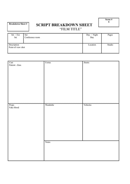 Script Breakdown Sheet2 | PDF