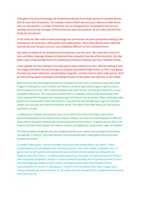 Preliminary Task: Script | PDF