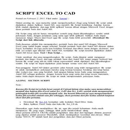 Script Excel To Autocad Pdf 