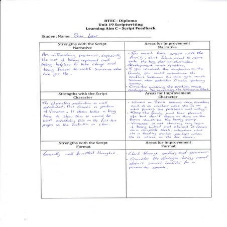 Script feedback | PDF