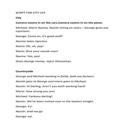 Script for city life | DOCX