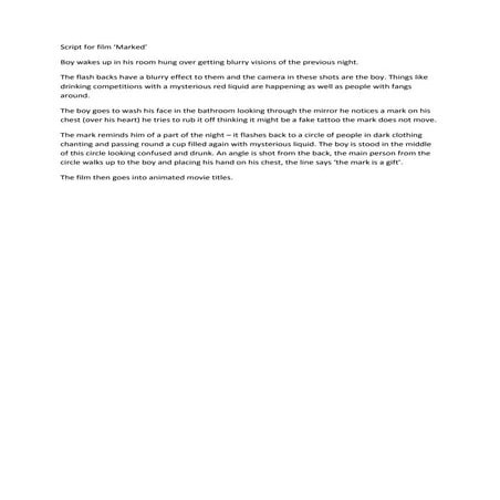 Script for film opening 'Marked' | DOC