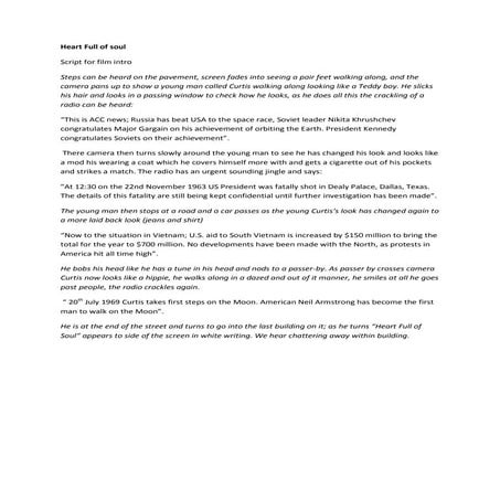 Script for film intro | DOCX | Music | Entertainment