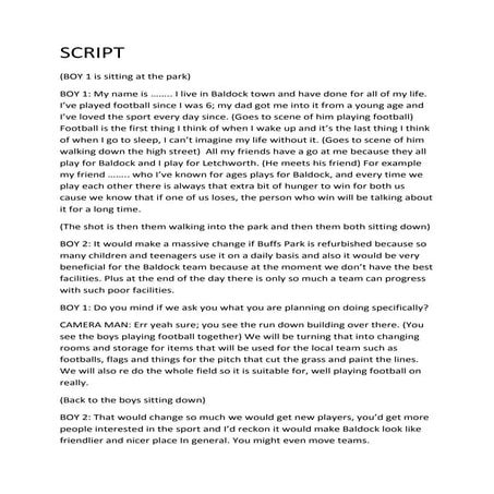 Script for film lucas | DOCX