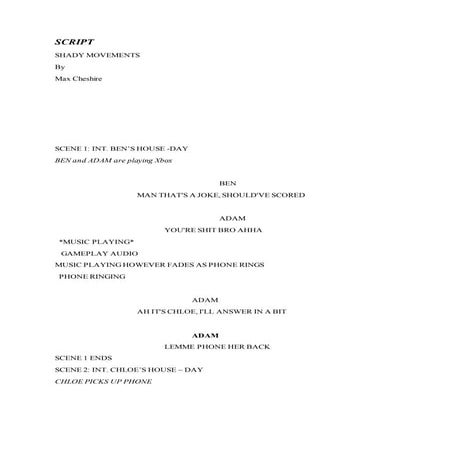 Script for idea 2 | DOCX | Soundtracks, TV and Showtunes | Music