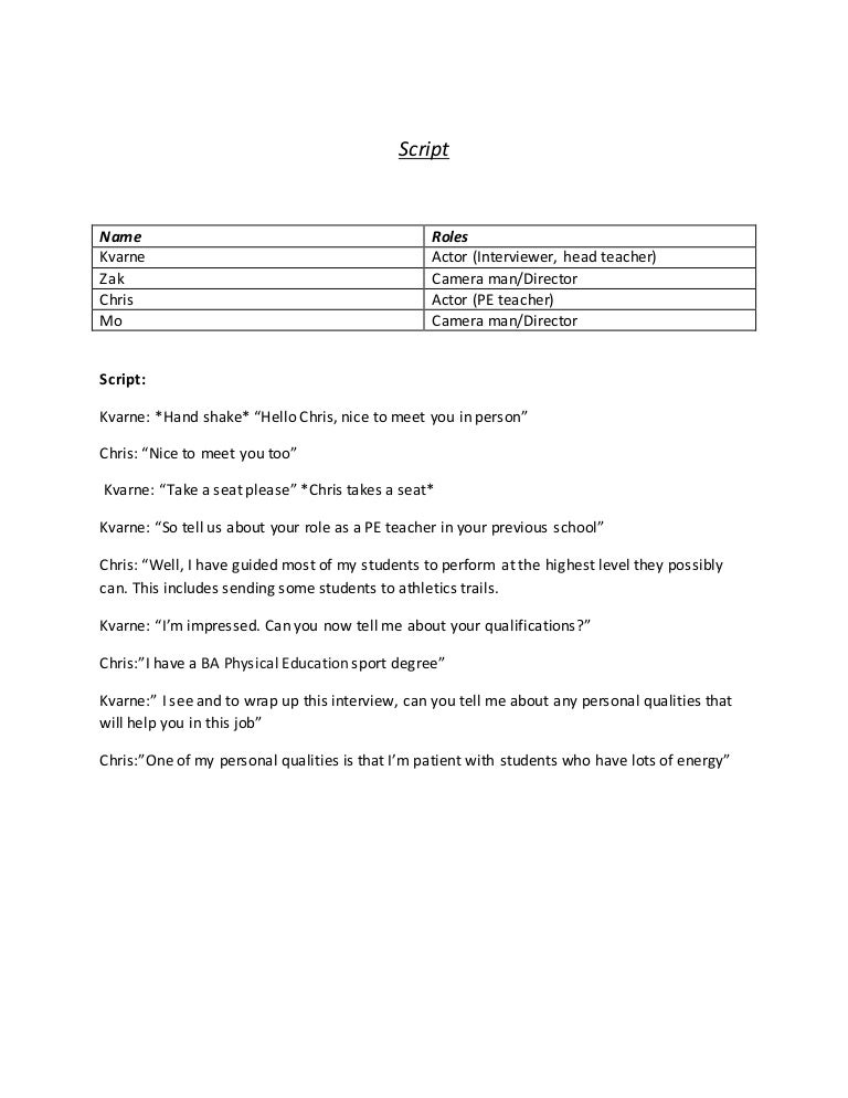 Script Of Interview