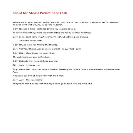 Script for media preliminary task | PDF