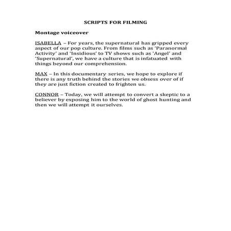 Scripts for Filming | DOCX | Screenwriting | Content Production