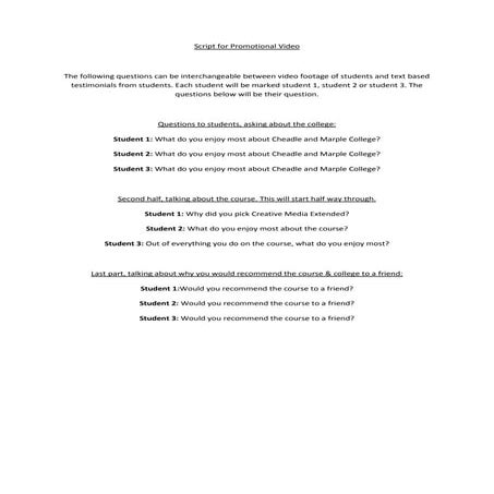 Script for promotional video 2c | DOCX