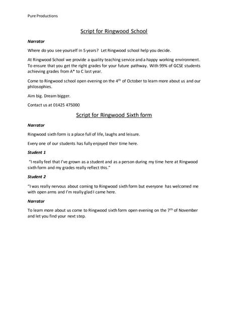 SCRIPT FOR RADIO AD | PDF