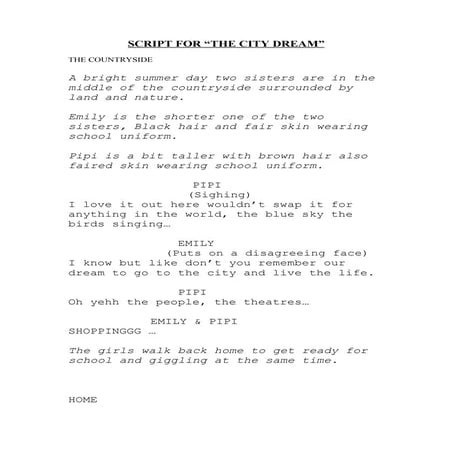 Script For 'The City Dream' | DOC