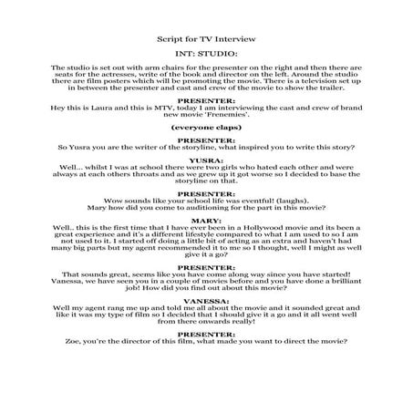 Live from Florence Talk Show Script