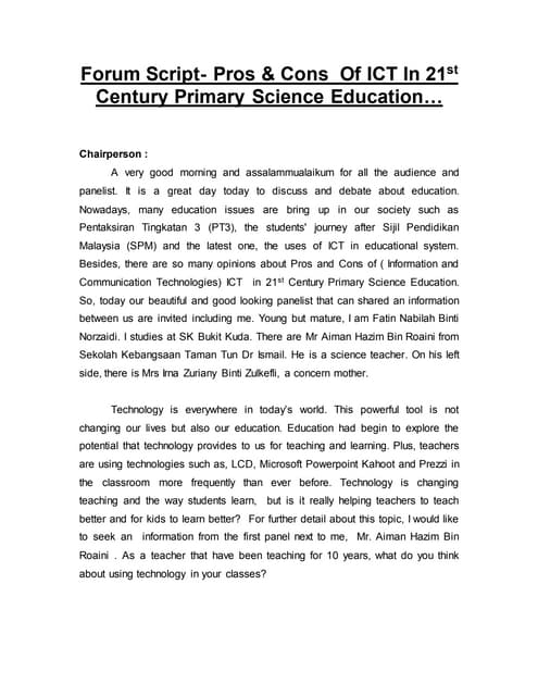 Example script for moderator | PPT