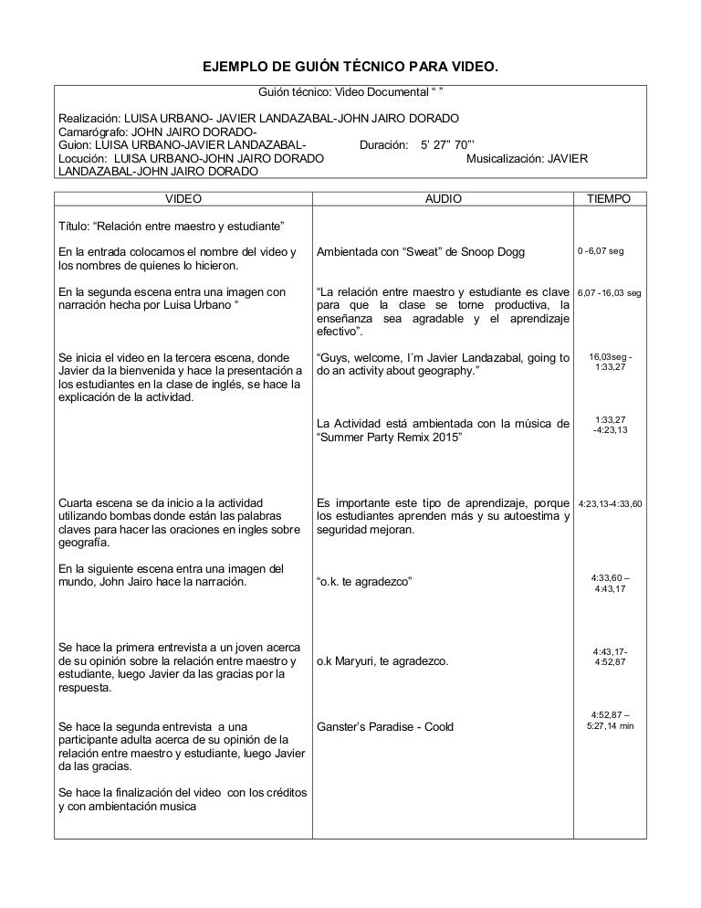 Script guide for video