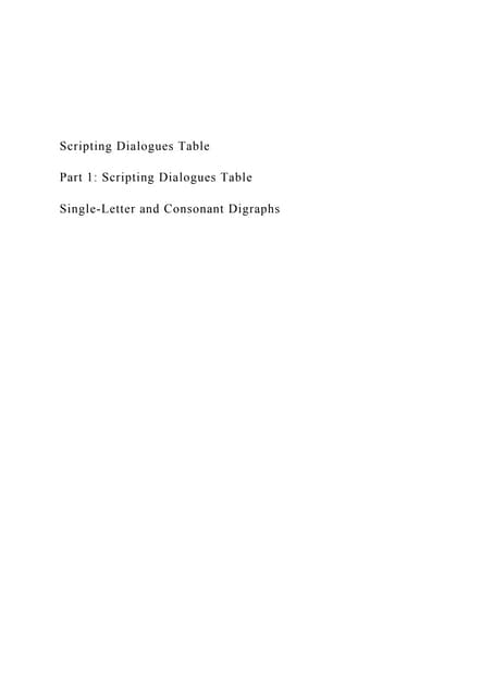 Scripting Dialogues Tablepart 1 Scripting Dialogues Tabdocx