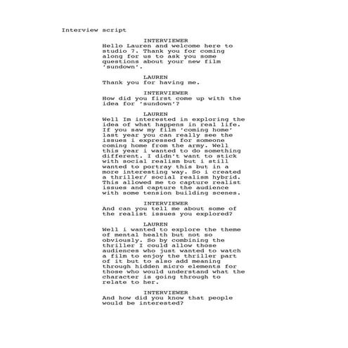 Script interview script | PDF
