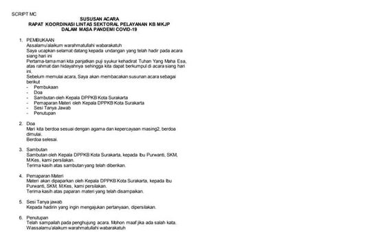 contoh naskah mc pelatihanvvvvvvvvvvvvvv | PDF