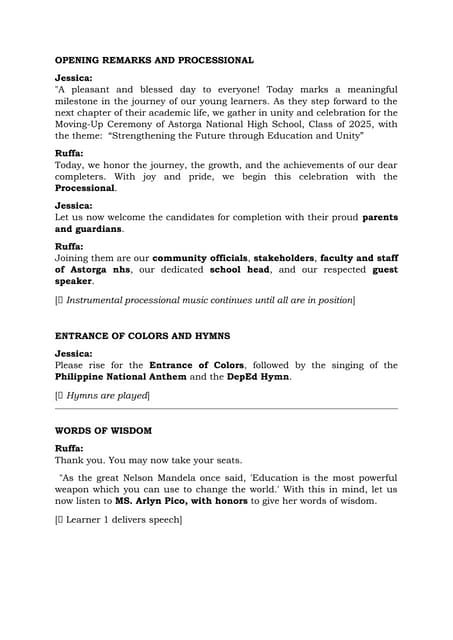 EMCEE SCRIPT FOR FLAG RAISING ceremony for deped | DOCX